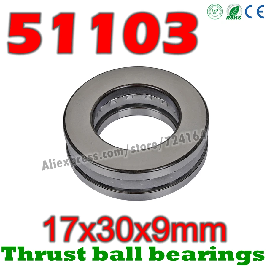 17x30x9mm bilyalı rulmanlar 51103 eksenel 51103M 8103 8103H uçak 17*30 ...