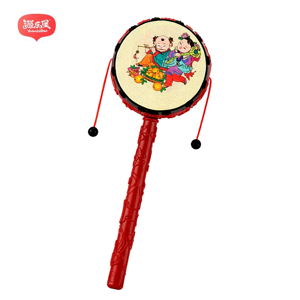 Yuanlebao 1pc Red Chinese Festival Rattle Drum Percussion Childrens ...