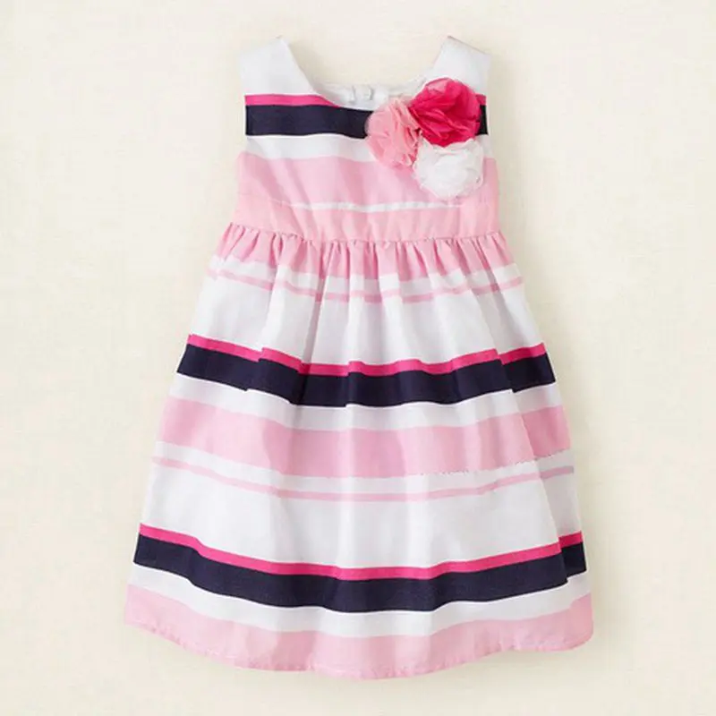 Summer Pink Stripes Girls' Dresses Fantasia Infantil Vestidos Meninas ...