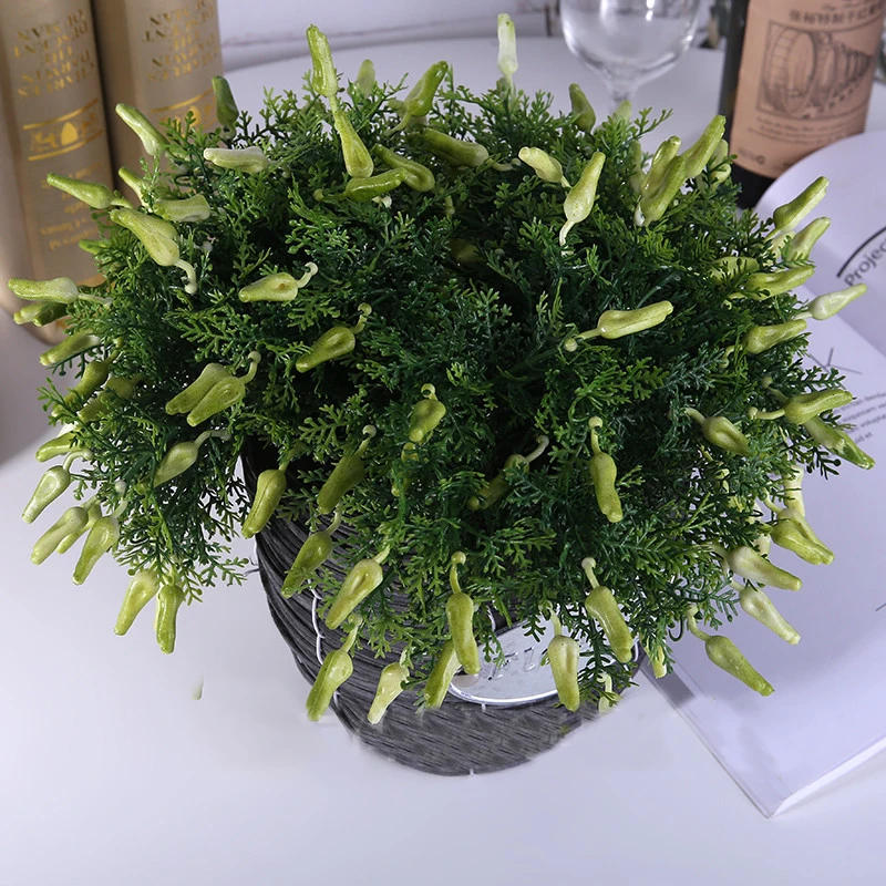 5pcs Green Artificial Outdoor Plants Branch Fake Leaves Peppers Grass ...
