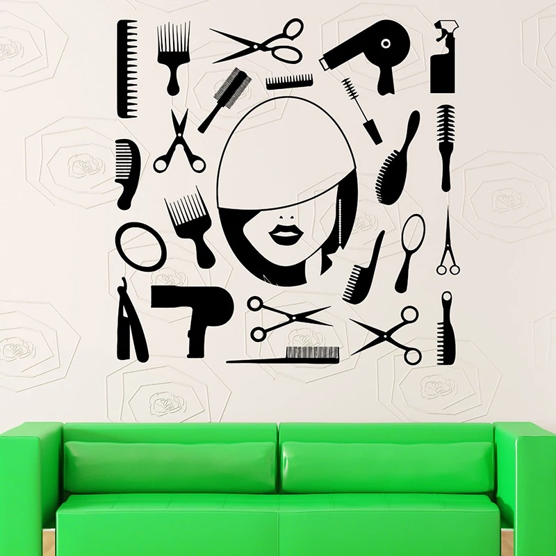 Beauty Salon Wall Decals Hair Stylist Wall Stickers For Barbershop ...