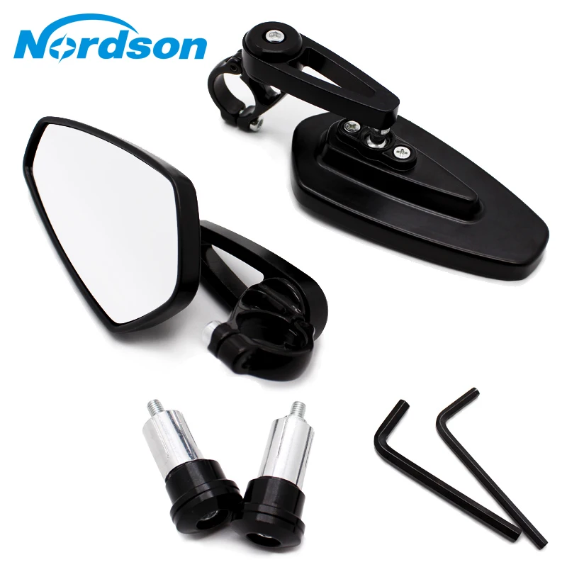 Universal 7 8 22mm Motorcycle Handlebar End Mirrors Folding Handle Bar