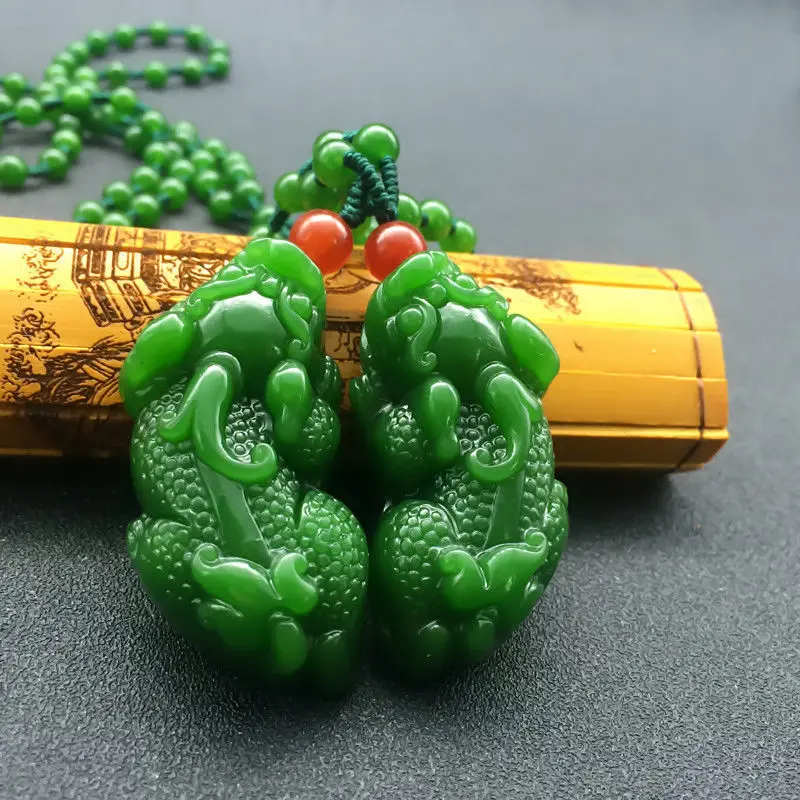 Natural hetian jade kirin lucky pendant necklace to ward off bad luck A ...