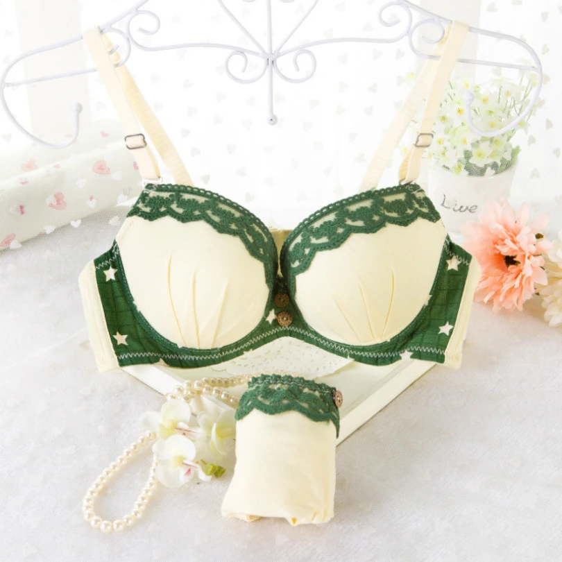 Mujeres Push Up Bra Set Encaje Joven Niñas Push Up Set Sujetador