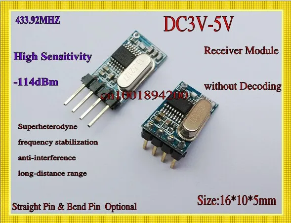 RF 수신기 모듈 고감도 RX 모듈 114dBm 수퍼 헤테로다인 수신기 신호 433MHZ 장거리 거리 미니 RX ASK 00K ...