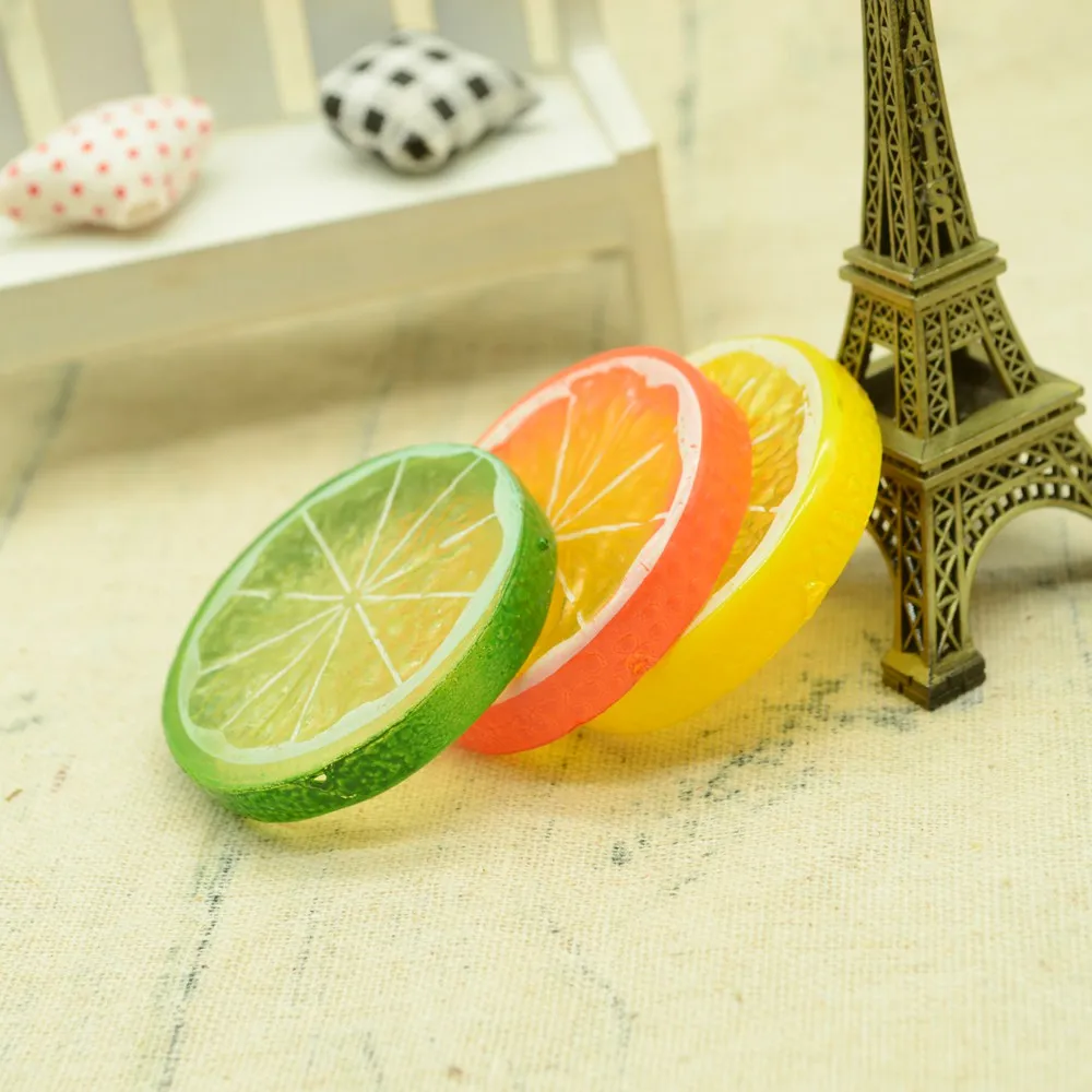 5Pcs Mini Fake Plastic Lemon Slices Artificial Fruits Foam Model Party ...