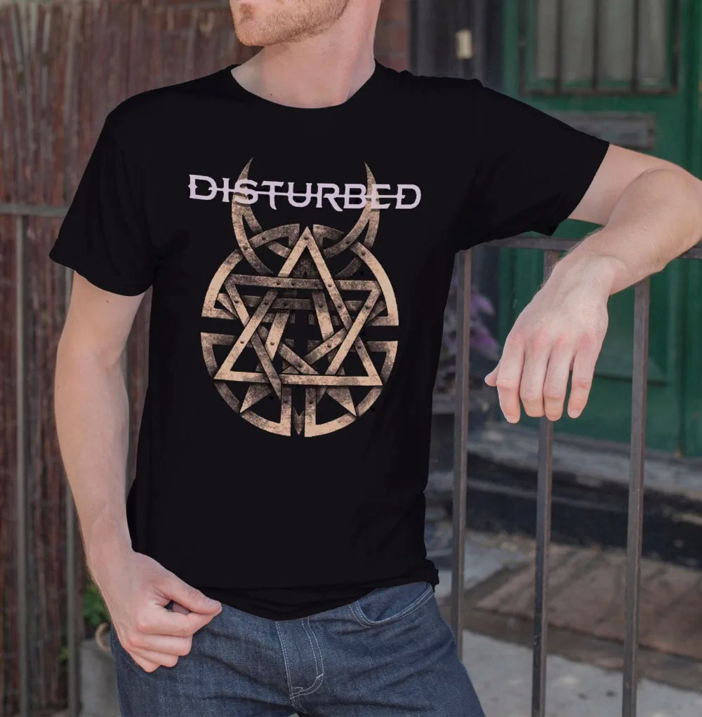 Disturbed Men Black T Shirt Heavy Metal Rock Band Fan Tee Shirt Size:S ...
