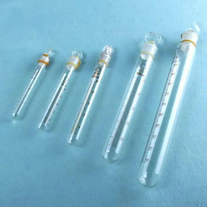 20Pcs 10ml Round bottom glass graduated test tube with glass stopper ...