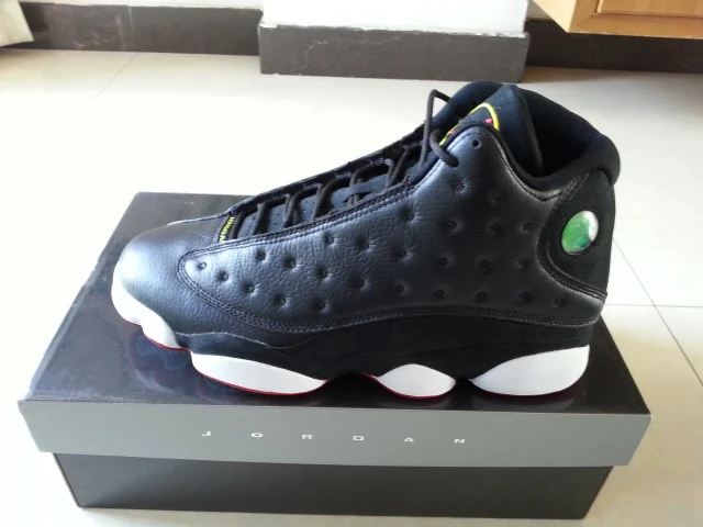 Retro 13s Playoff Black White Red J13 Men Real Shoes 414571 001 414571 ...