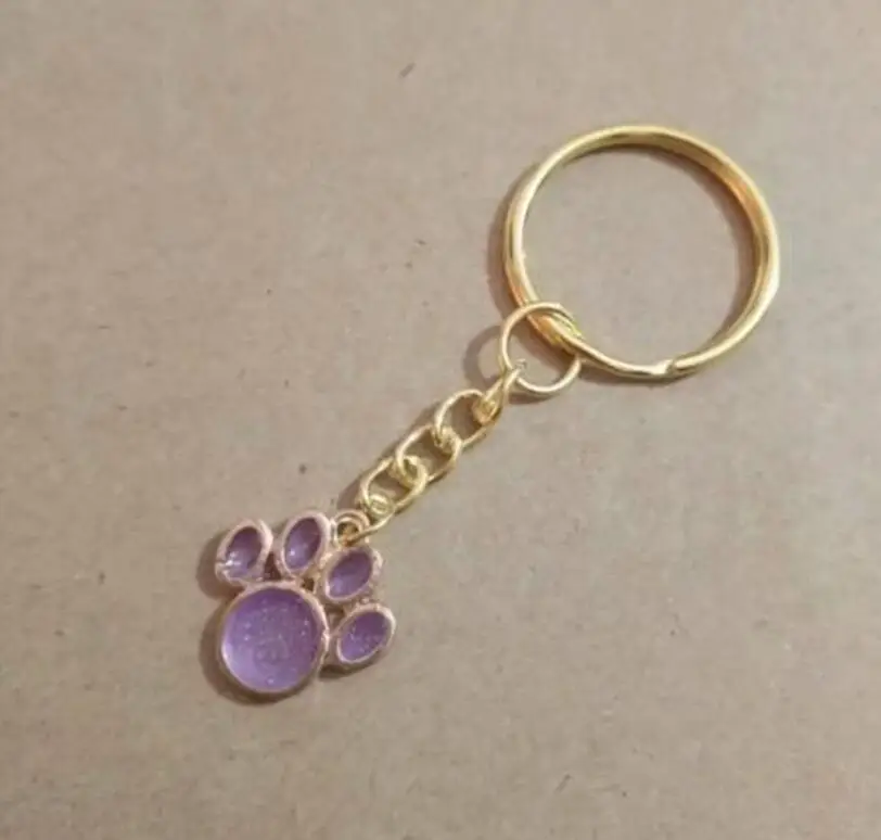 20pcs/lot Drop Glaze Purple Cat/Dog Paw keychain Bear paw print ...