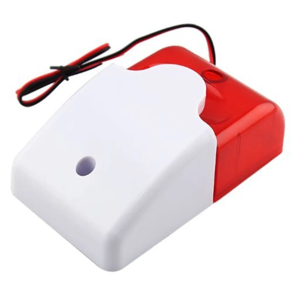 Mini Wired Strobe Siren Durable 12v Wired Sound Alarm Strobe Flashing Red Light Sound Siren Home