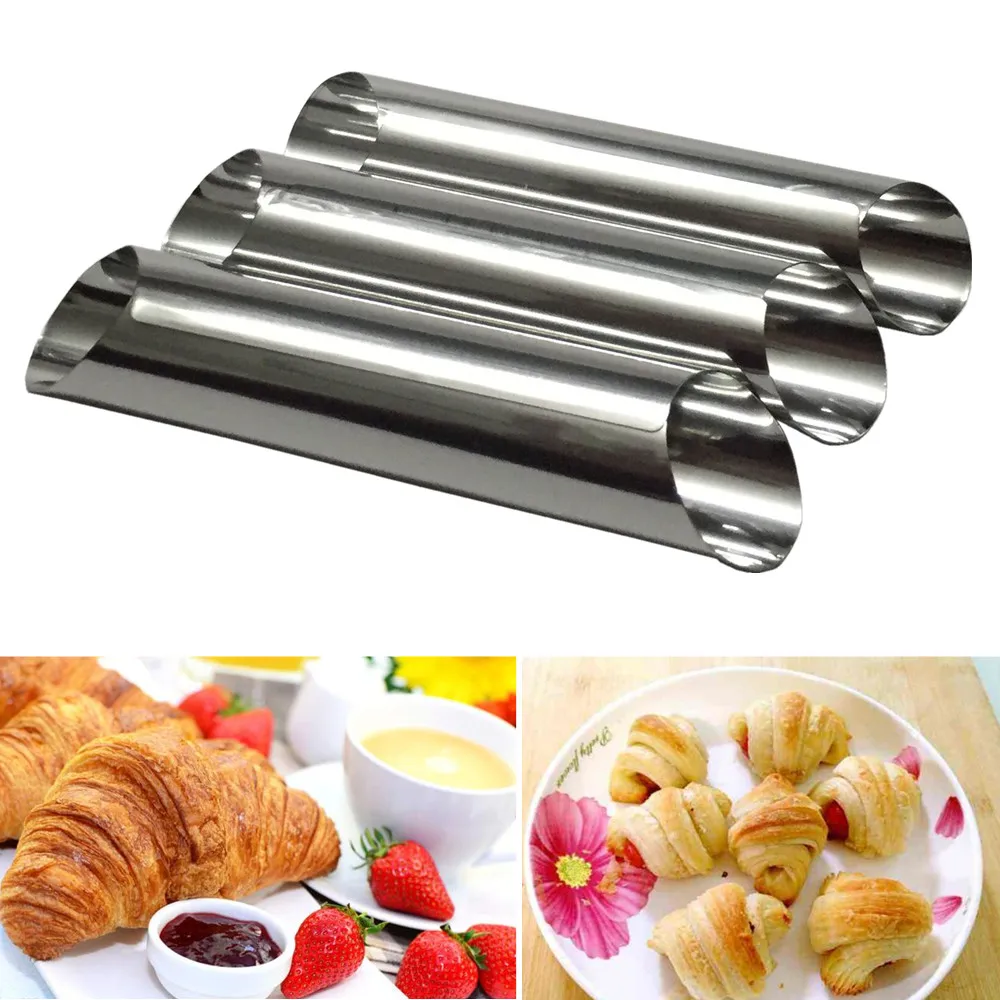 3pcs Croissant Horn Baking Cake Molds Cylindrical Danish Tools ...