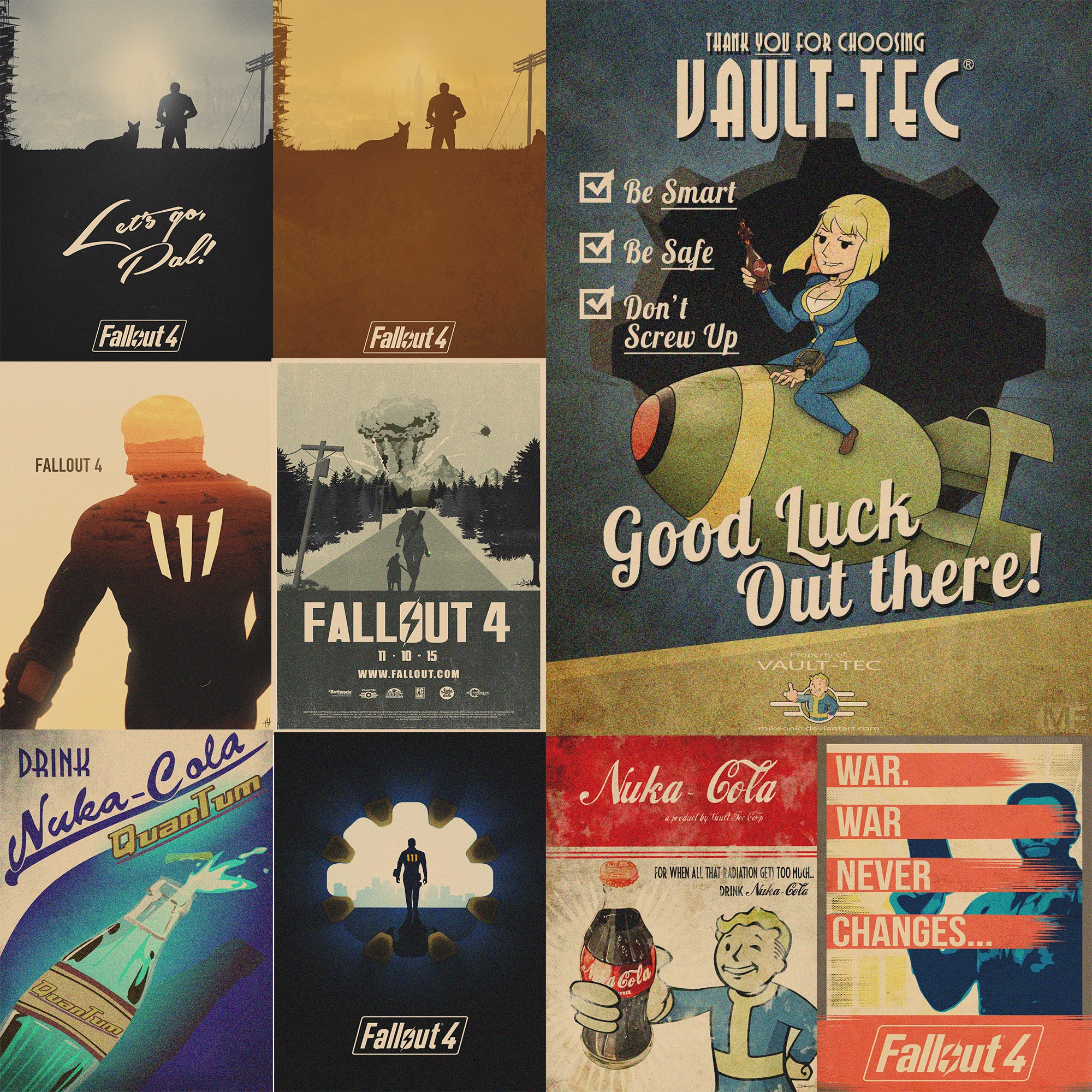 Fallout Posters Game Prints Wall Stickers Vintage Style Home Decoration ...