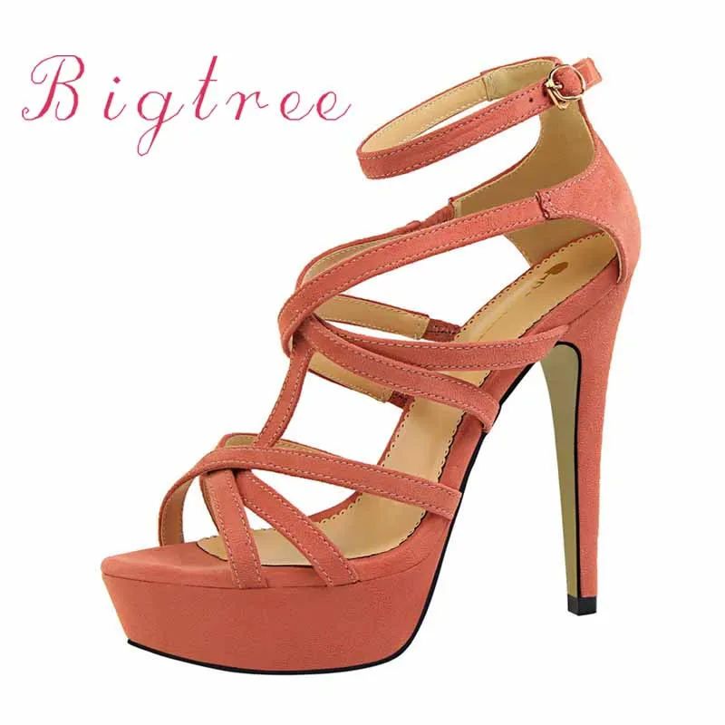 Roman Womens Stiletto Thin 12.5cm High Heels 3cm Platform Open Toe ...