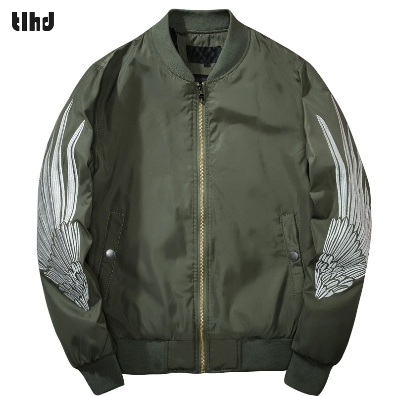 2018 Fashion Spring Autumn Men Jacket Black Embroidery Bomber Jacket ...