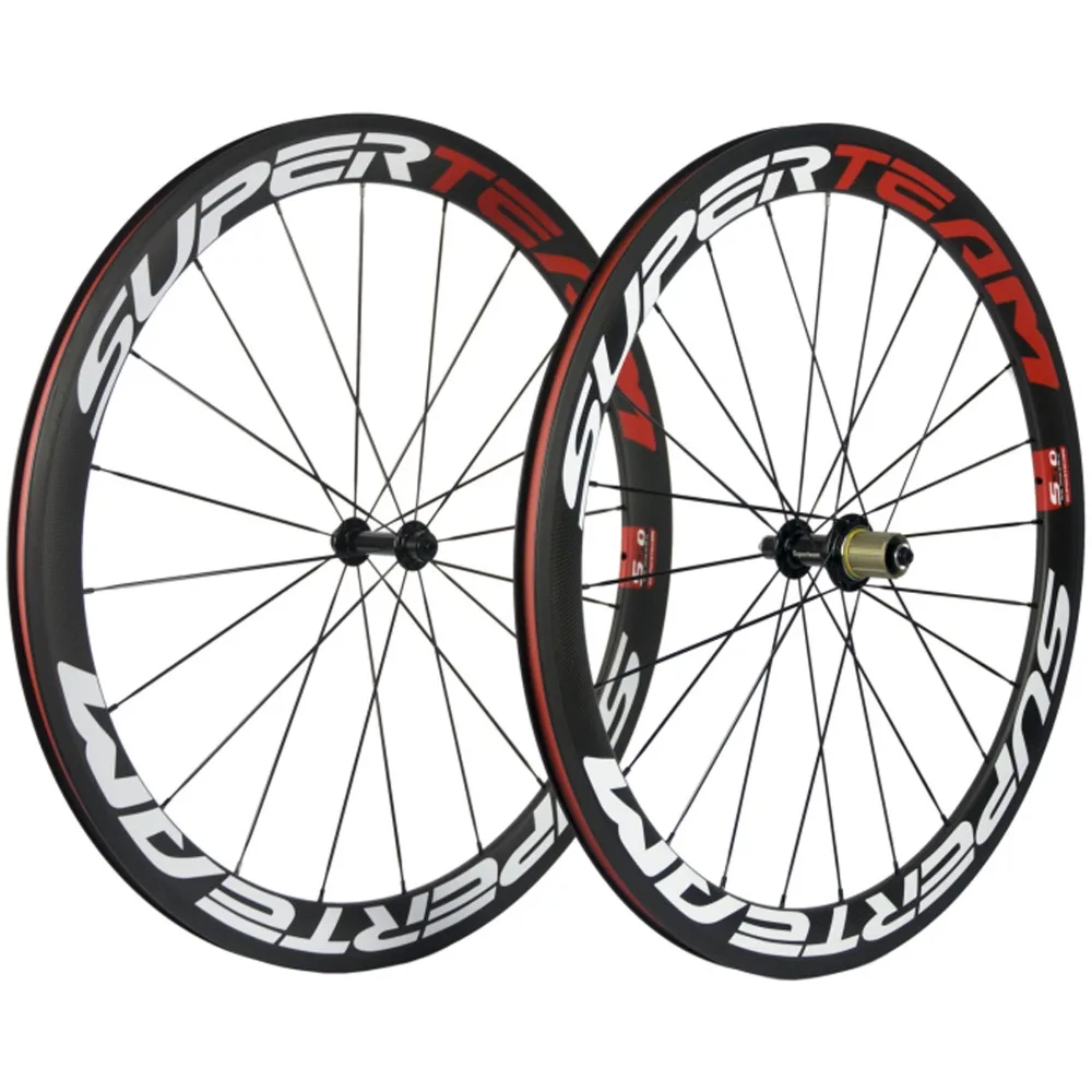 SUPERTEAM 50mm Carbon Bike Wheelset Carbon Bicycle Road Wheels 700C ...