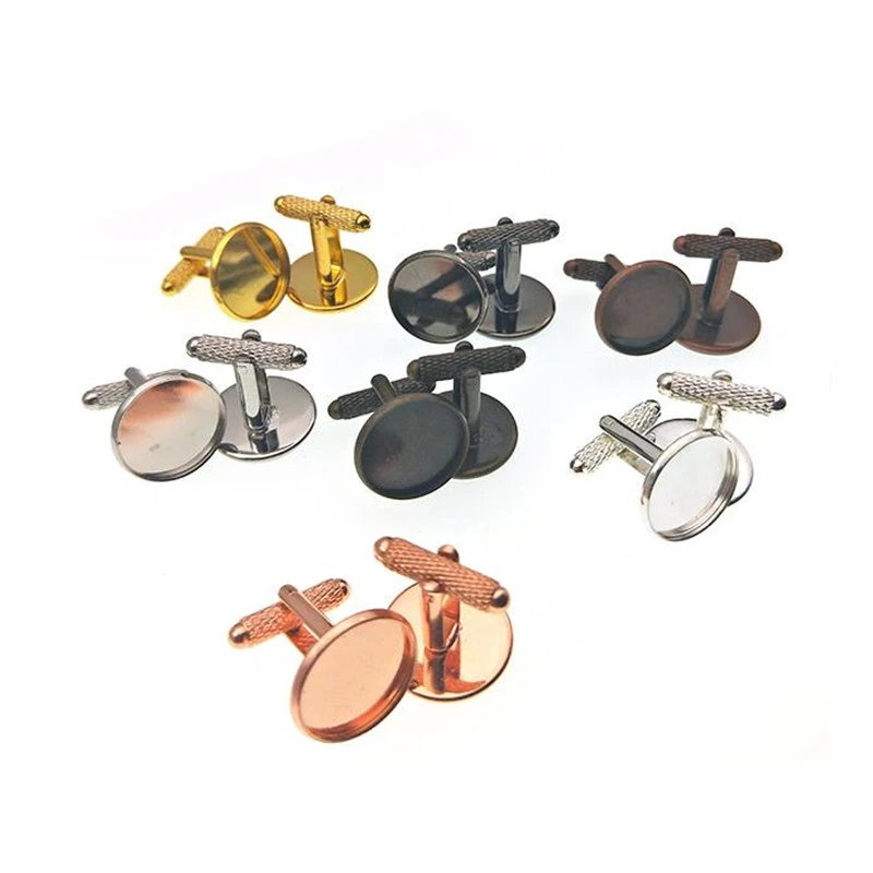 10pcs 12/14/16/18/20mm Round Cufflinks Blank Setting Trays French ...