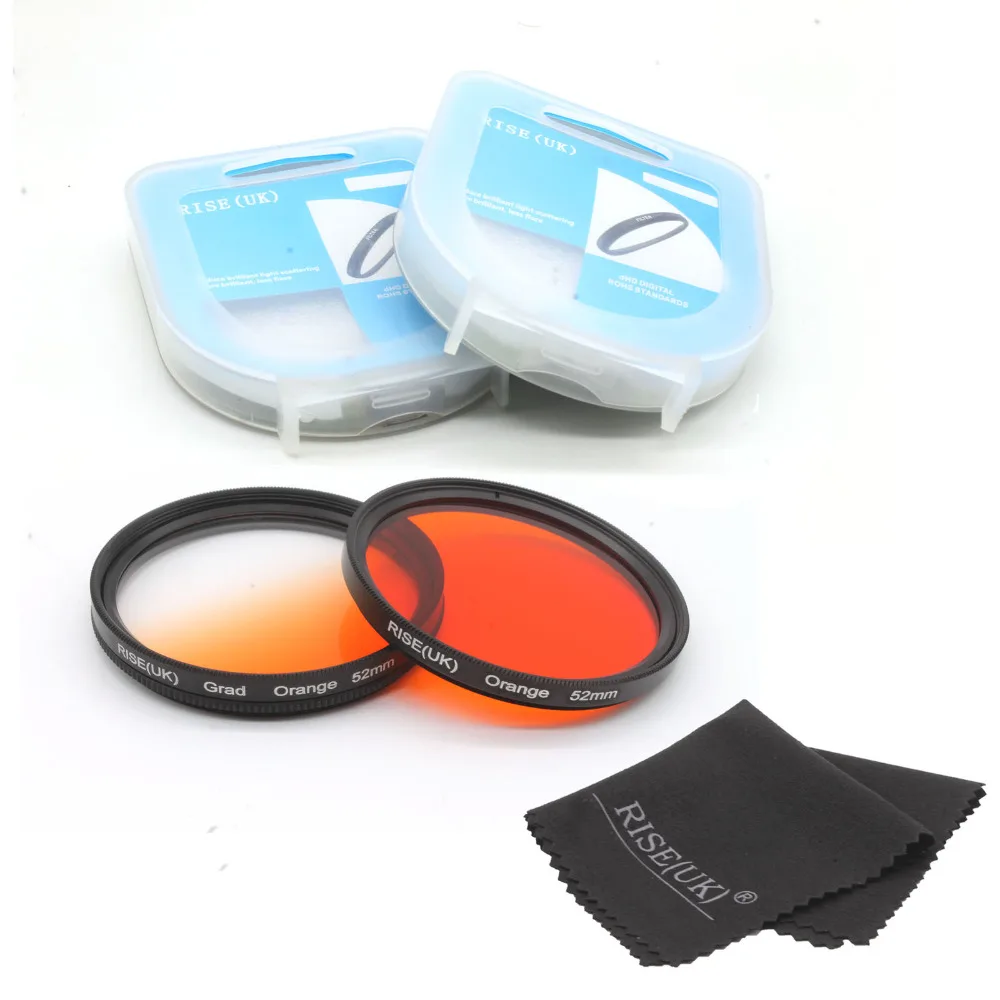 RISE(UK) 52 mm full color orange lens Filter + Graduated Color orange ...