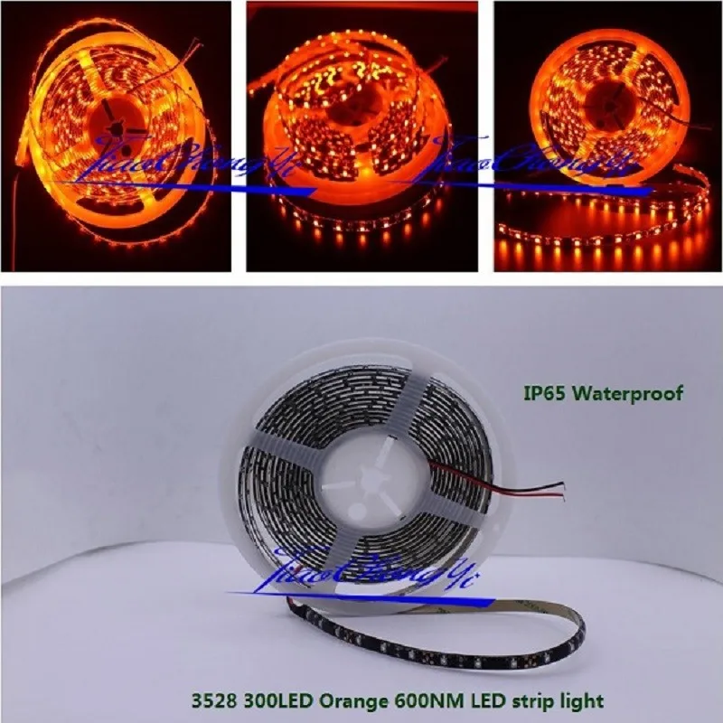 16.4ft 5m 300leds Orange 3528 Flexible Led Strip Light 12v Black Orange ...