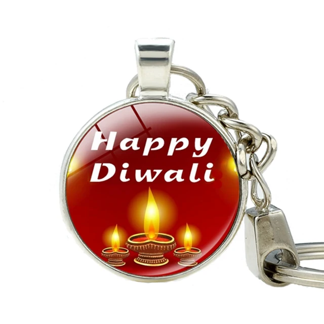 Diwali Festival Keychain deepa avail key ring Handmade Glass Dome ...