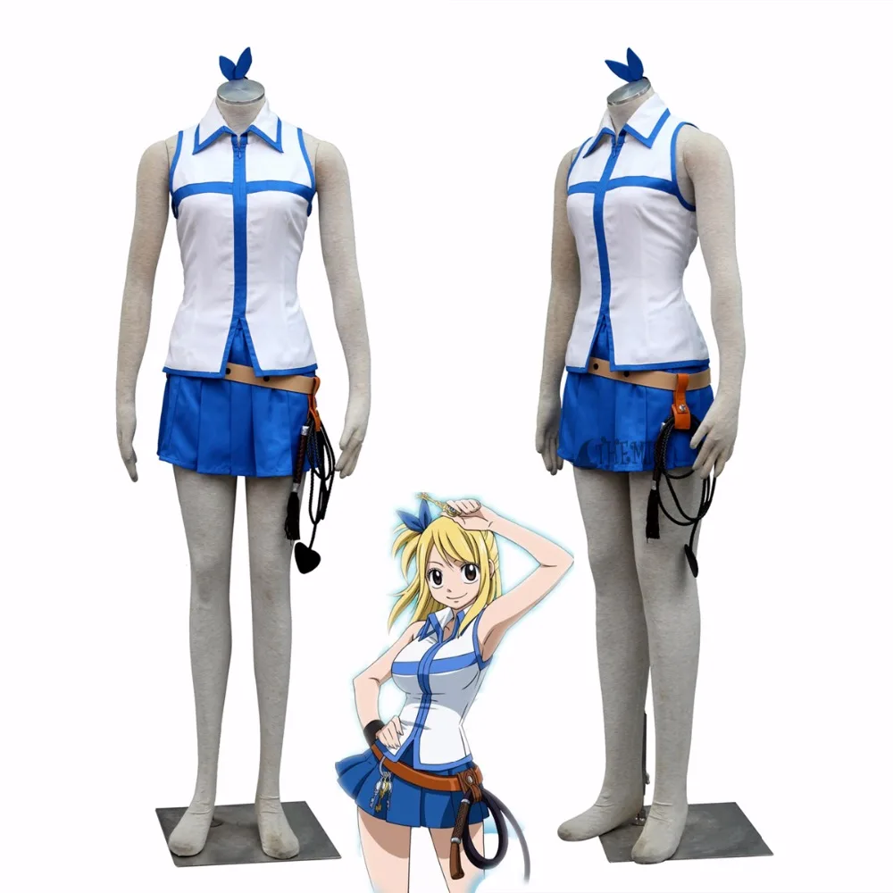 Athemis 페어리 테일 루시 코스프레 의상 벨트 세트 애니메이션 코스프레 미니 스커트 플리츠 드레스 맞춤 제작 크기 ...