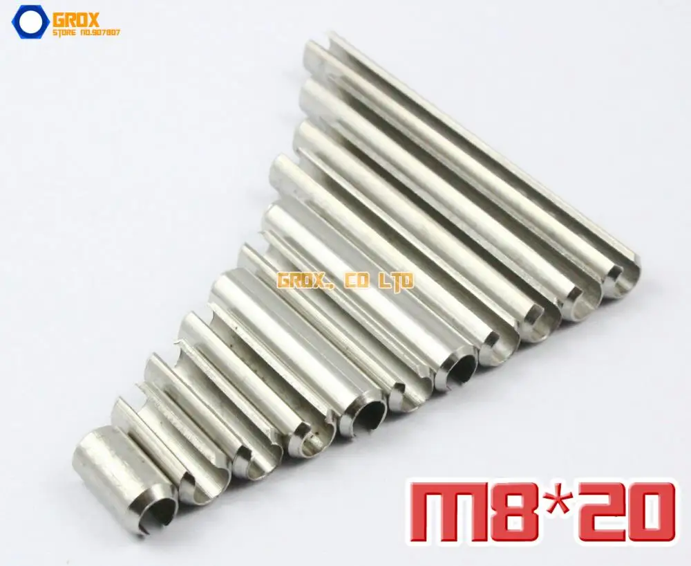20 Pieces M8 x 20mm 304 Stainless Steel Slotted Spring Tension Pin ...