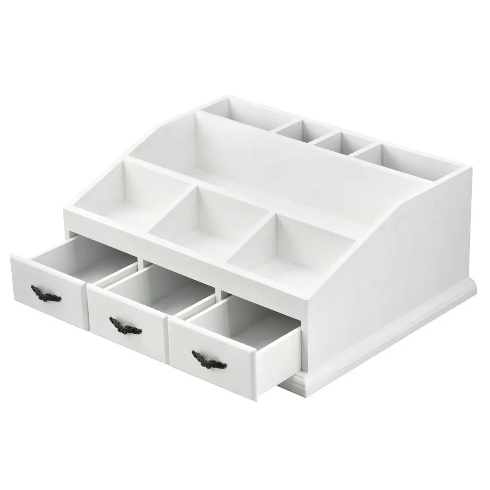 Wooden Cosmetic Storage Display Boxes with 3 Drawers and 8 Sections ...