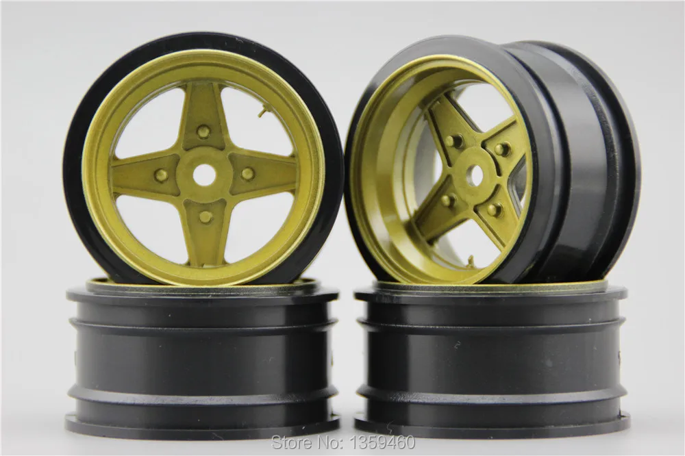 4pcs 1/10 Touring&Drift Wheel Rim Classic3G(Painting Gold) 6mm offset ...