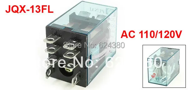 JQX 13F DC 12V 24V 48V 코일 10A 110V DPDT 2P2T 8 핀 범용 전자기 전원 릴레이 LYNN J ...
