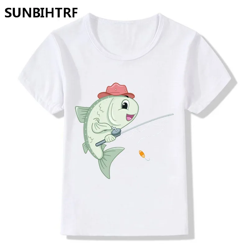 Children Summer Print A Fish In Fishing Funny T Shirt Kids Baby Cartoon ...