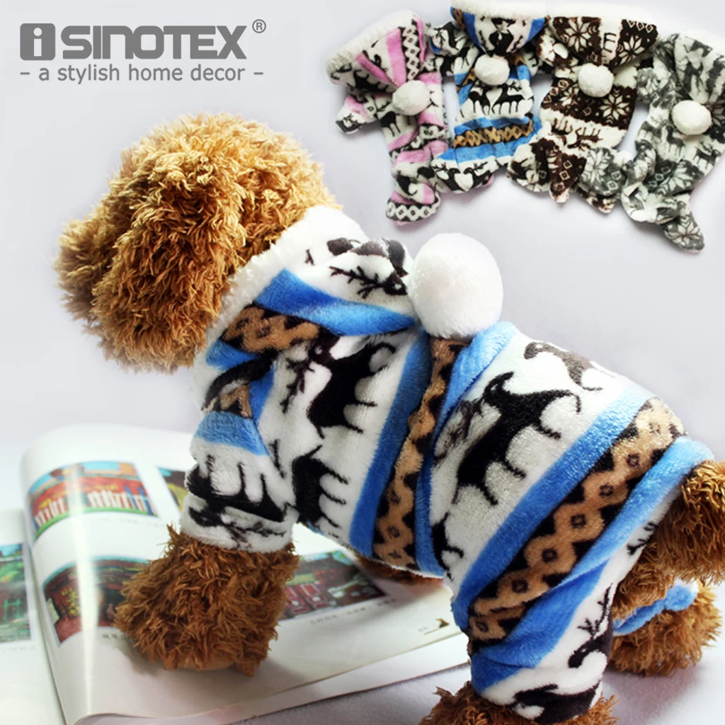 Coral Velvet Pet Dog Puppy Cat Clothes Coat Jacket Striped Geometric ...