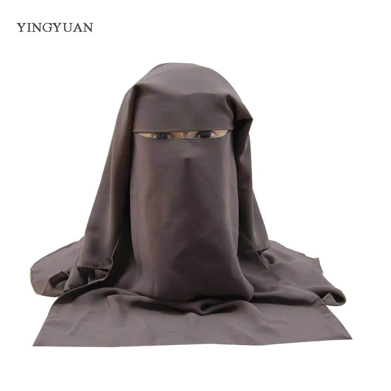 מוצר - TJ41 Muslim Niqab Face Cover Veil 3 Layers Women Hijab Burqa ...