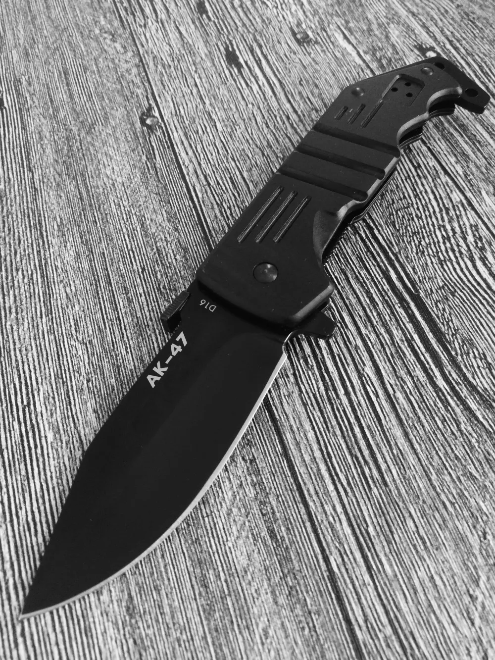 Grady Fung Brand OEM AK 47 Folding Knife 440 all Black Stainless Steel ...