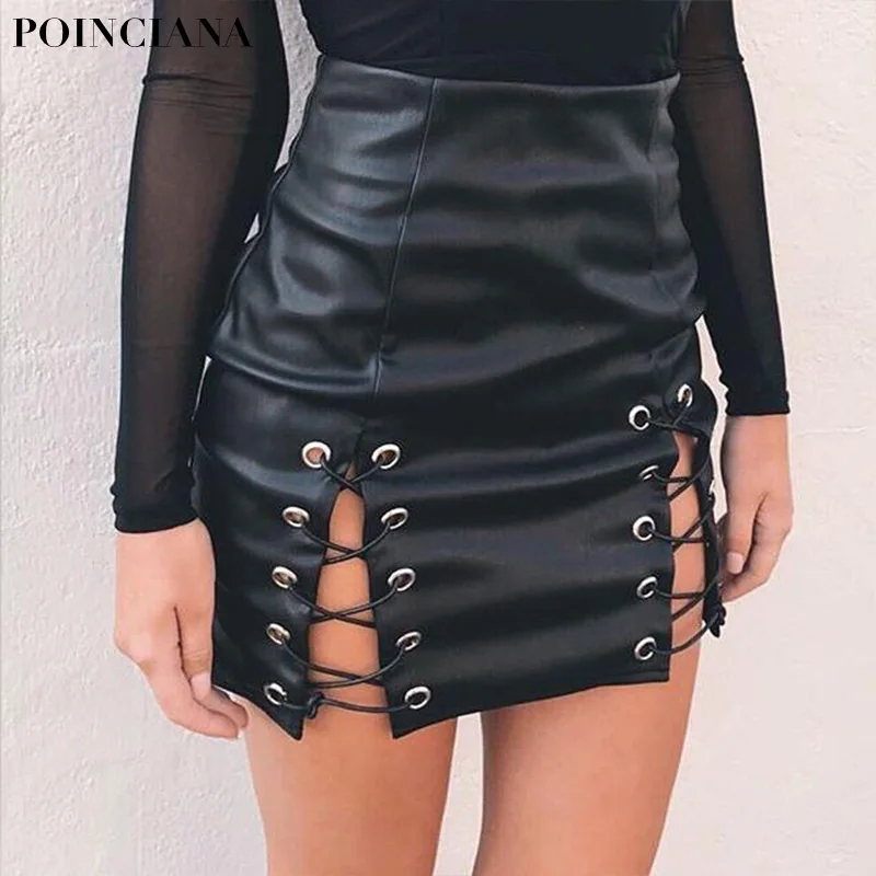 Jupe Crayon Avec Une Taille Haute Jupe Cuir Pu Mini Jupe Courte Sexy