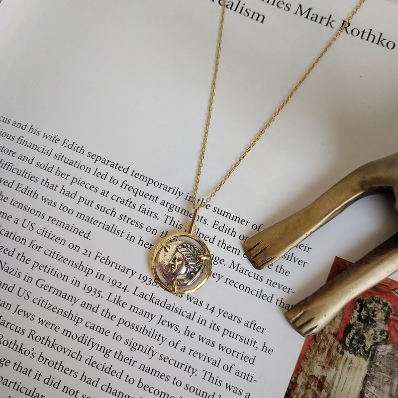 double sided figure pendant necklace Two-tone vintage Portrait creative ...