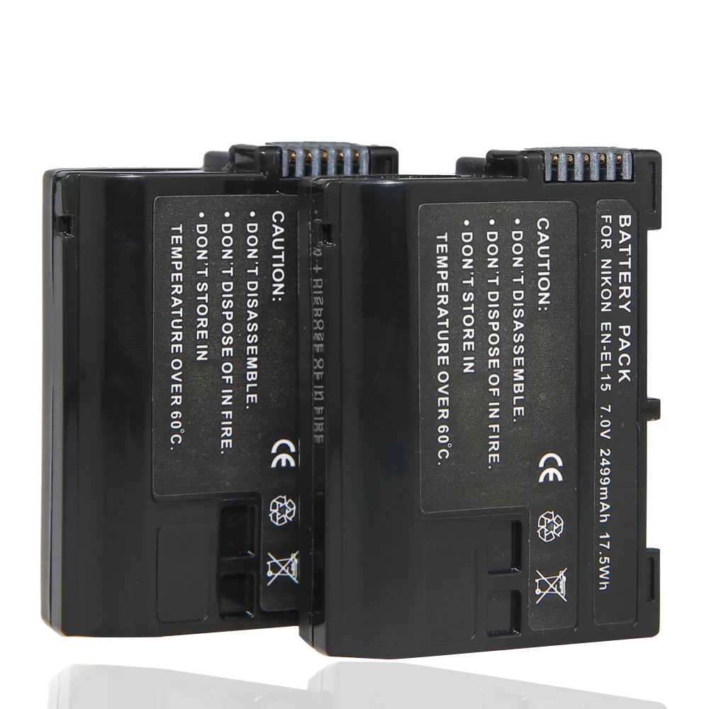 2 Pack En-el15 Enel15 El15 2499mah Batteries For Nikon D500,d600,d610 ...