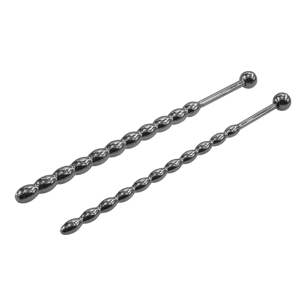 2pcs set stainless steel urethral beads plug penis probe insert sex ...