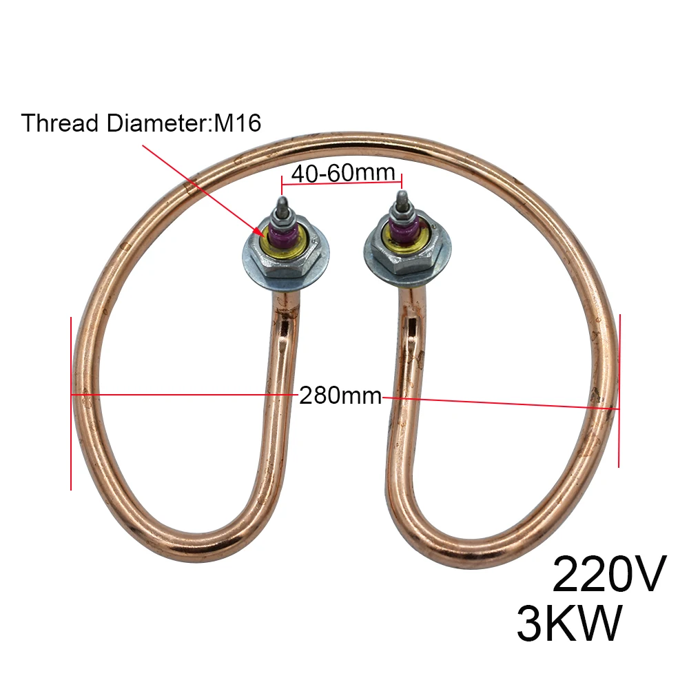Water Heating Element For Electrothermal Bucket 220V 3KW M16 Thread Red ...