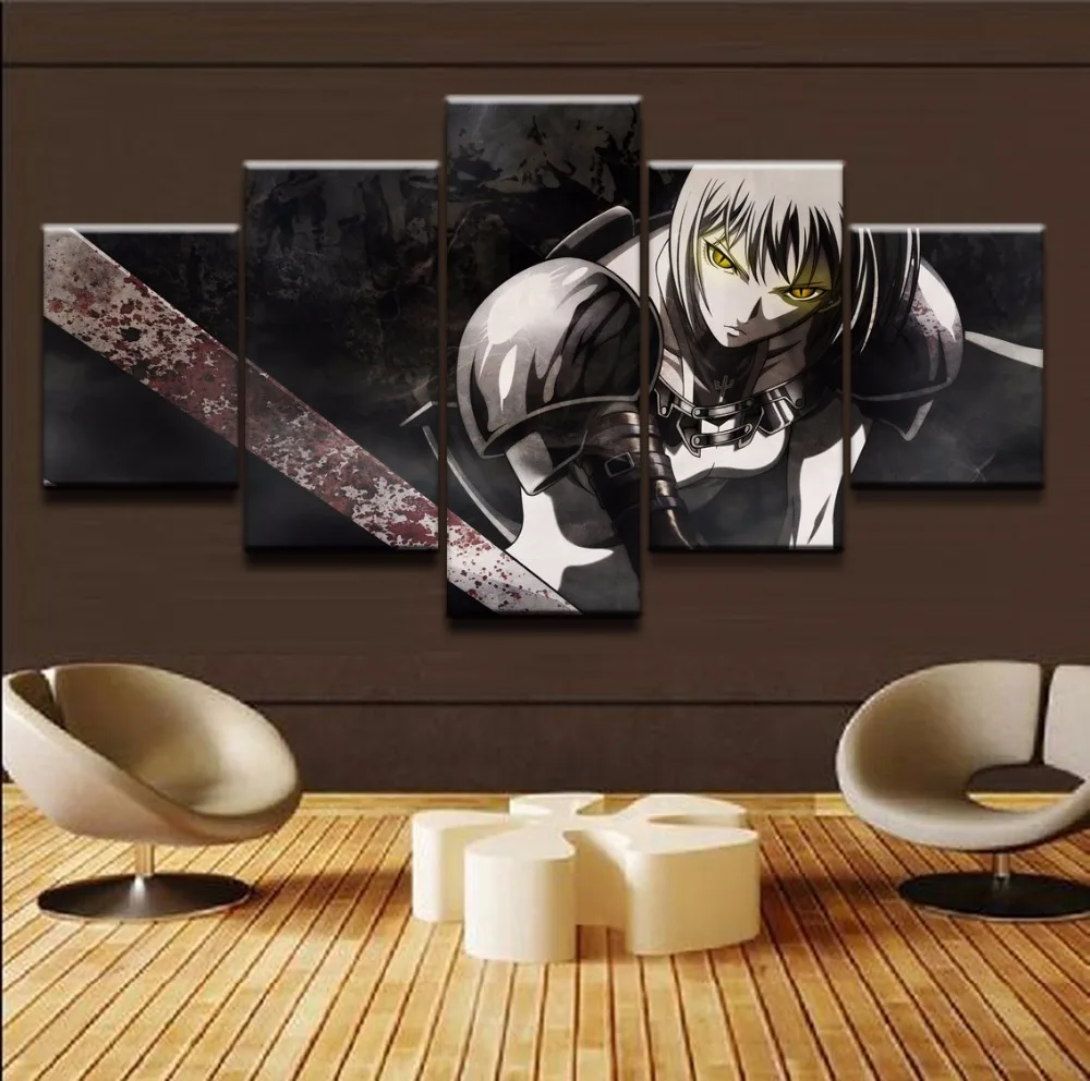 Canvas Painting On The Wall Art Modular Pictures 5 Panel Anime Claymore ...