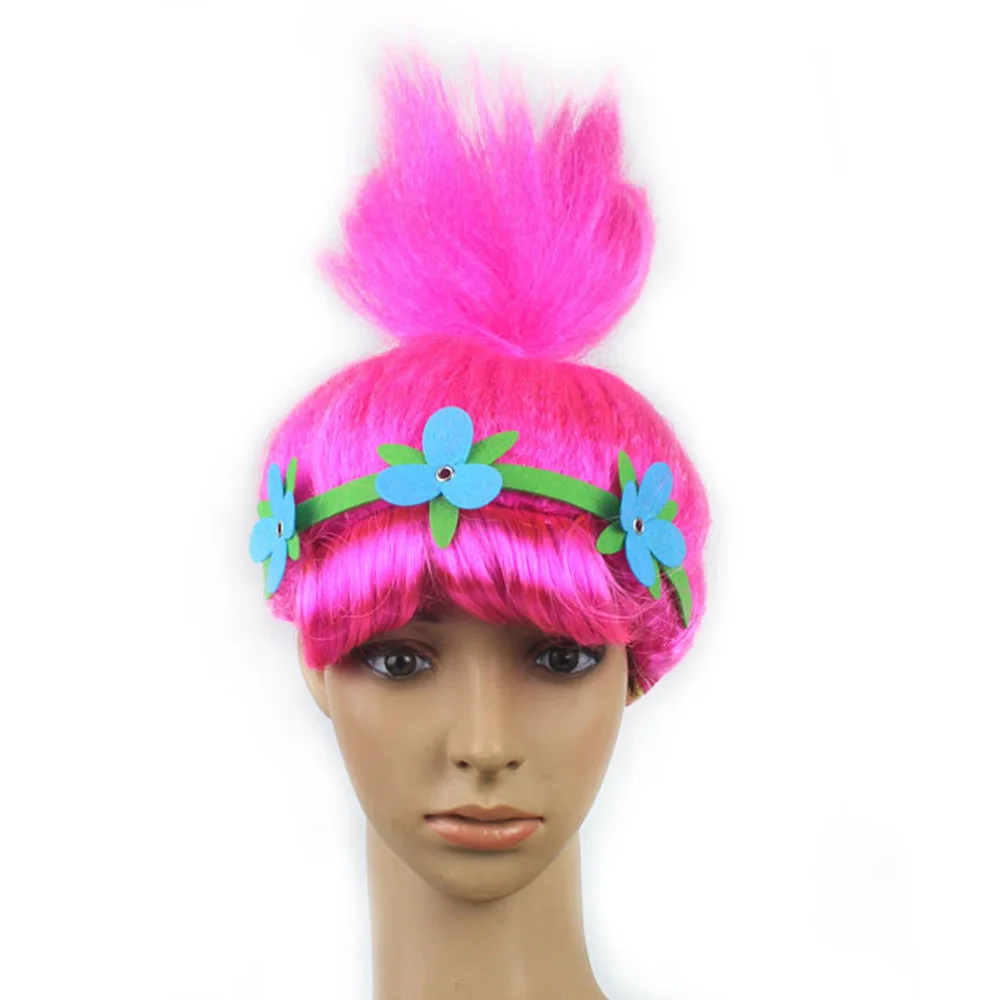2018 Trolls Cosplay Kids Hairs Hat with Hairband trolls headpiece cap ...