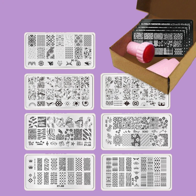 7pcs/set Nail Stamping Plates Image Template For Nails Art Design Stamp ...