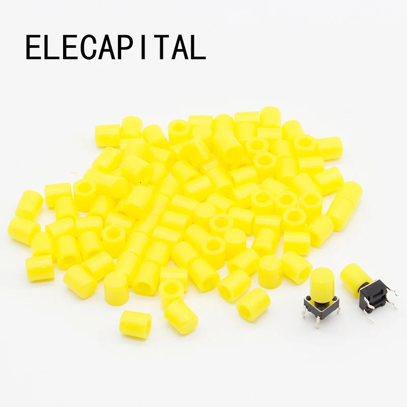 100pcs/lot Yellow Plastic Cap Hat G62 For 6*6mm Tactile Push Button ...