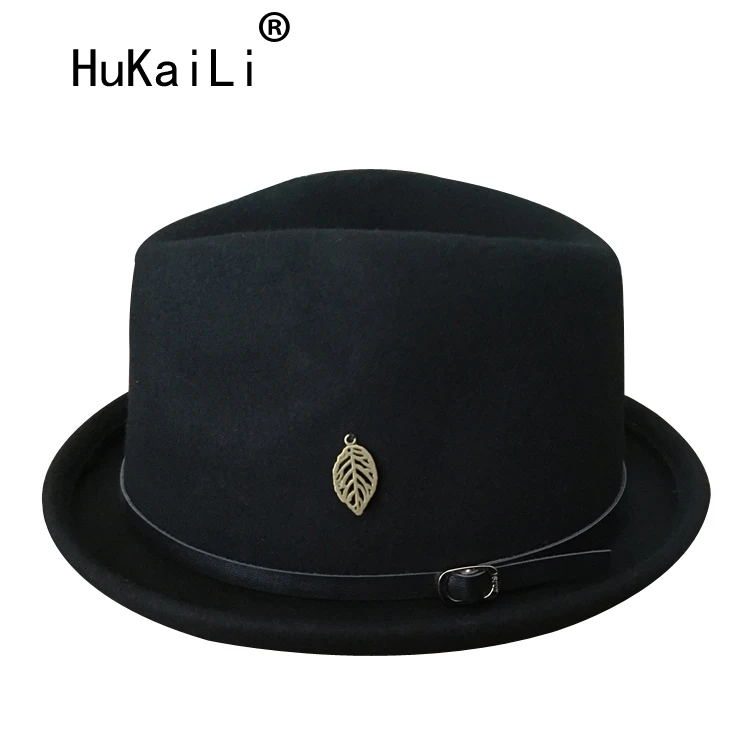 Wool, Sir Little hat hat belt decoration leaves hang joker hats for men ...