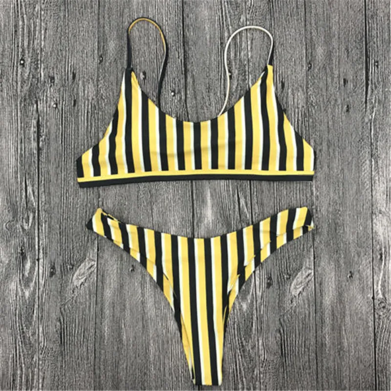 2018 New Sexy Bikinis Women Stripe Swimsuit Push Up Swimwear Brazilian