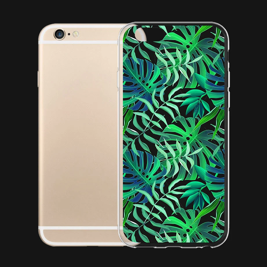 8 Choices Tropical Plants Green Leaves For iPhone 6 6s 7 Plus Case TPU ...