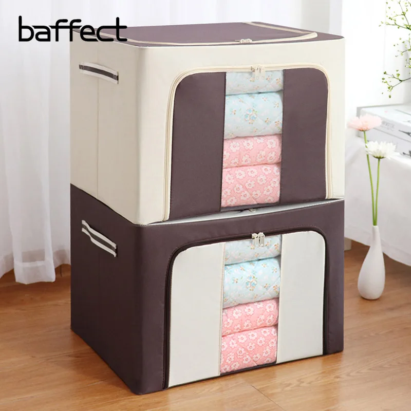 Household-Foldable-Clothes-Storage-Box-With-Cover-Home-Organizer-Fabric ...