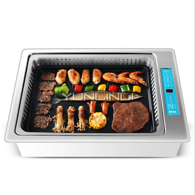 Commercial Smokeless Electric Grill Roasting Embedded Meat Pan Barbecue ...