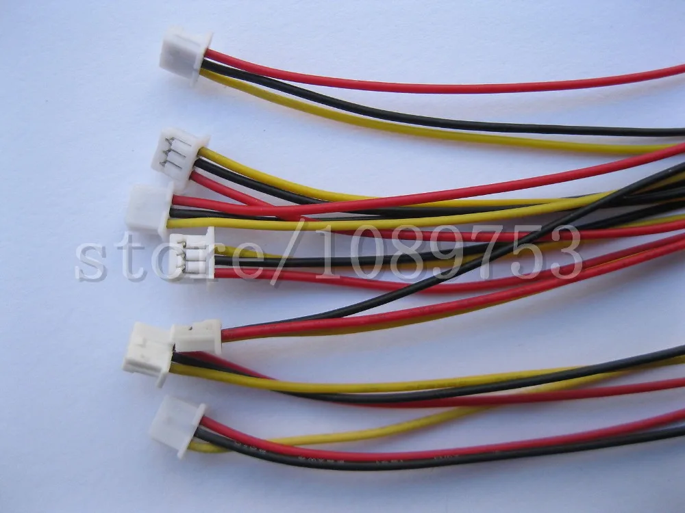 100 pcs 1.25mm Pitch 3 Pin Female Connector with 28AWG 100mm Leads ...