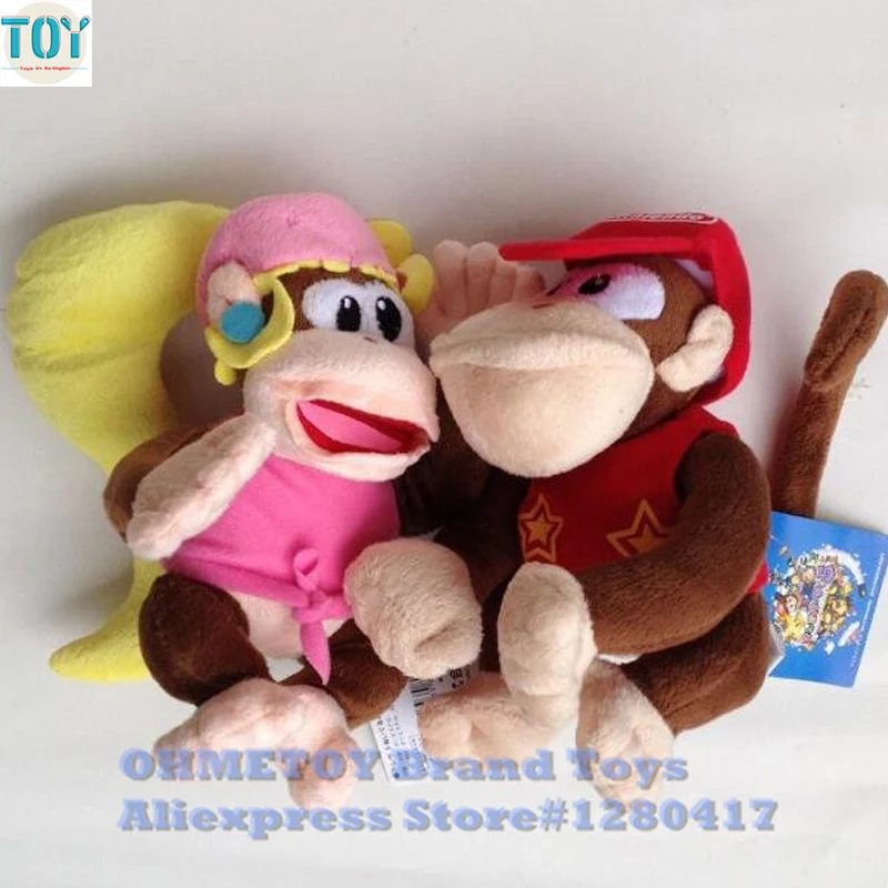 OHMETOY 2PCS Super Mario Dixie Didi Plush Toy Diddy Kong Donkey Monkey ...