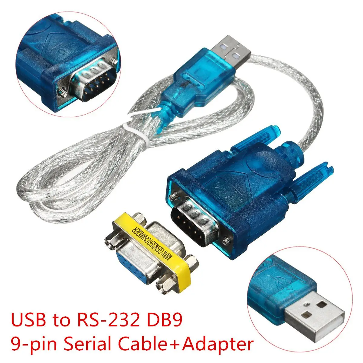 Cable adaptador USB a de puerto serie RS232 DB9 de 9 pines, convertidor de puerto Serial COM con ...